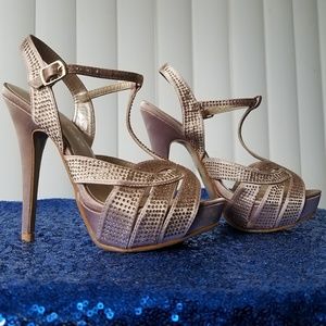 Shoes | Rhinestone Champagne Heels | Poshmark